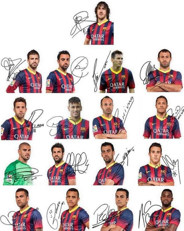 Image: Signatures of Barcelona players